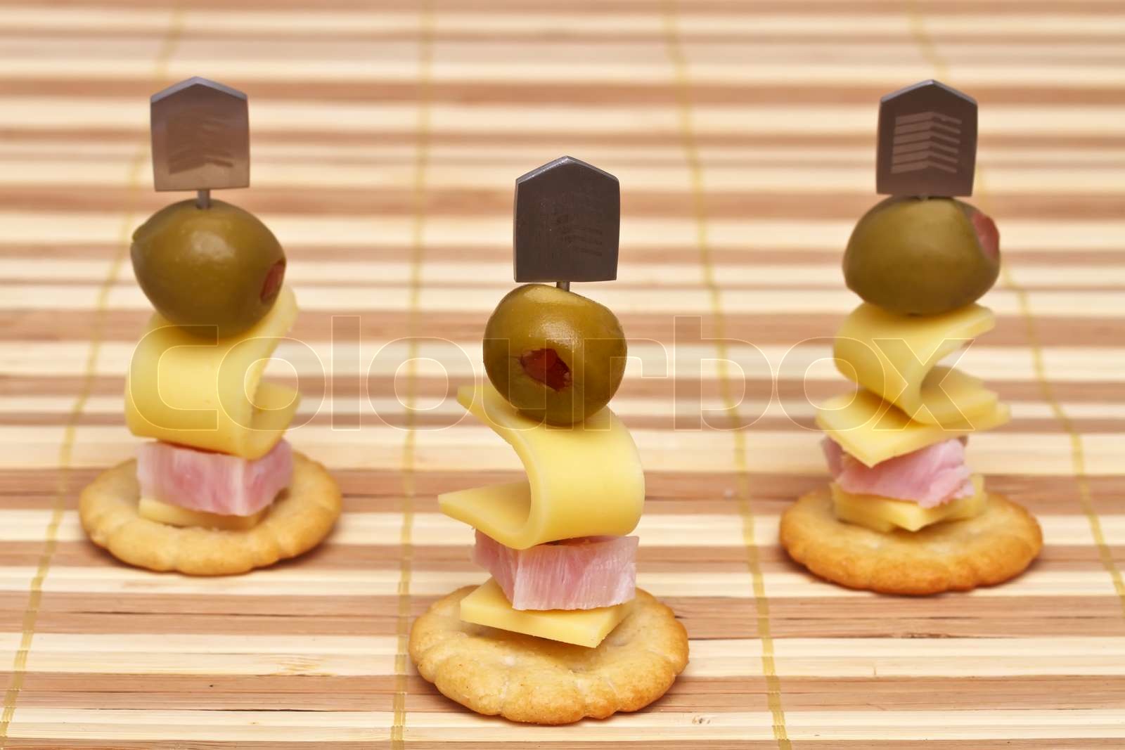 Canapes with ham and cheese | Stock image | Colourbox