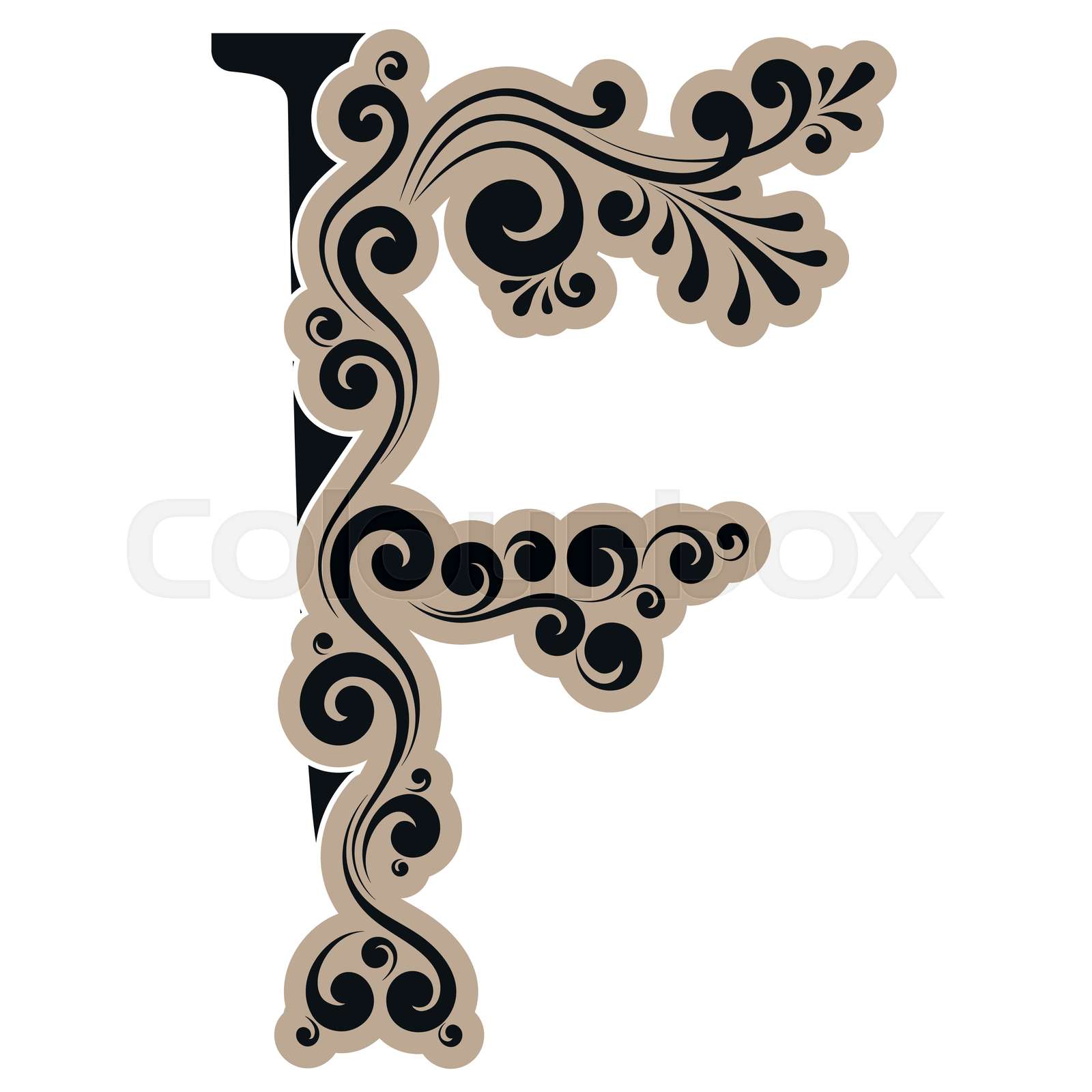 Caligraphic letter F | Stock vector | Colourbox