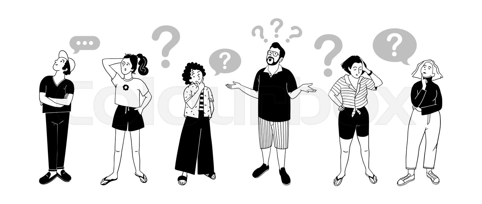 People with gestures of questioning. Emotion signs | Stock vector ...