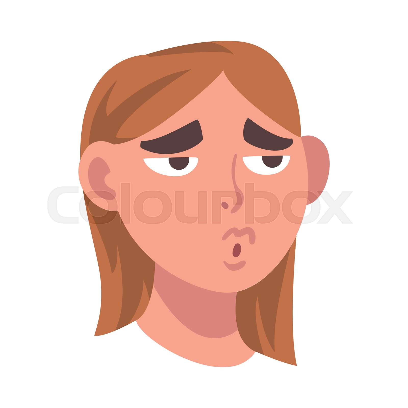 Woman Head with Pouting Lips as Facial Expression Vector Illustration ...