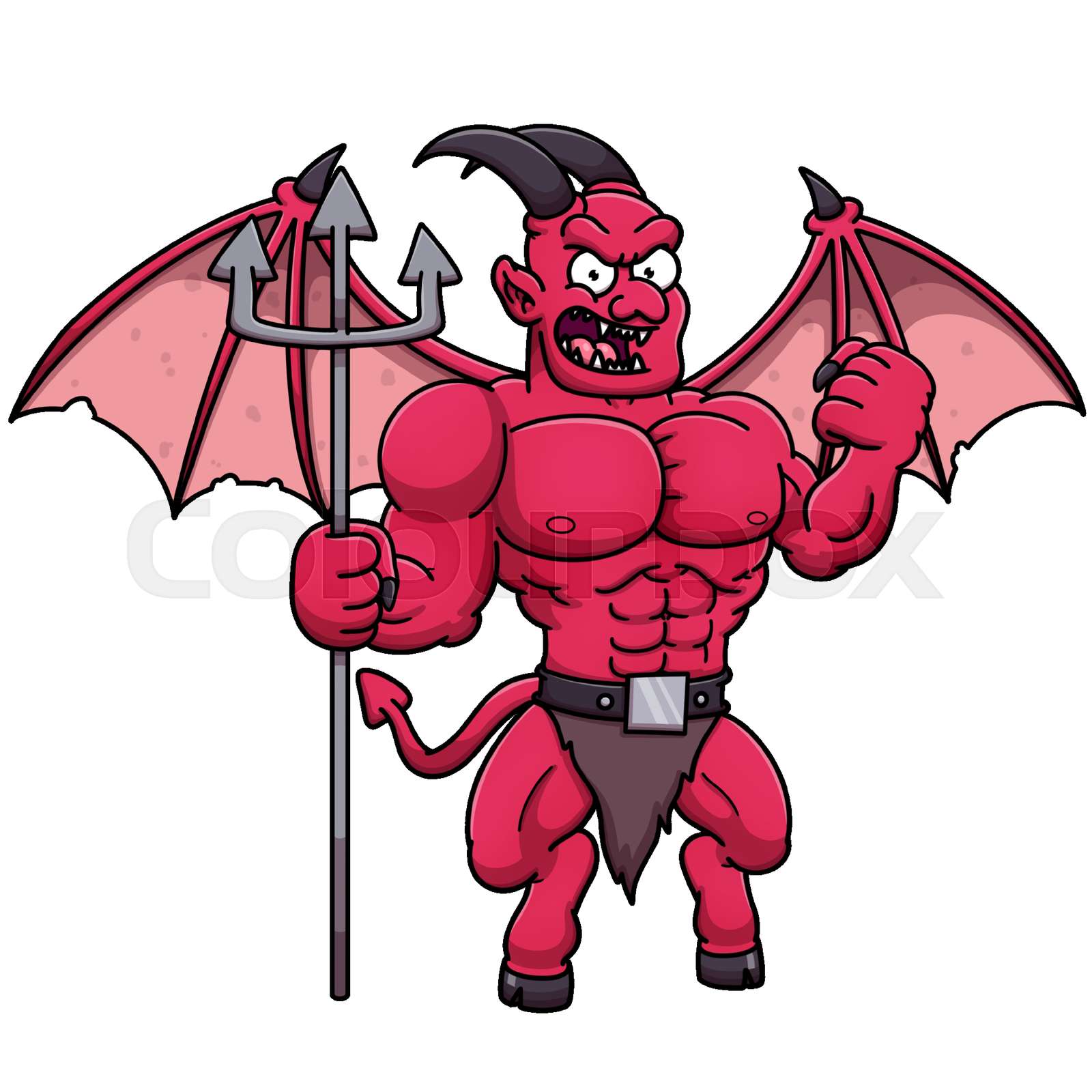 Strong Cartoon Devil With Wings | Stock vector | Colourbox