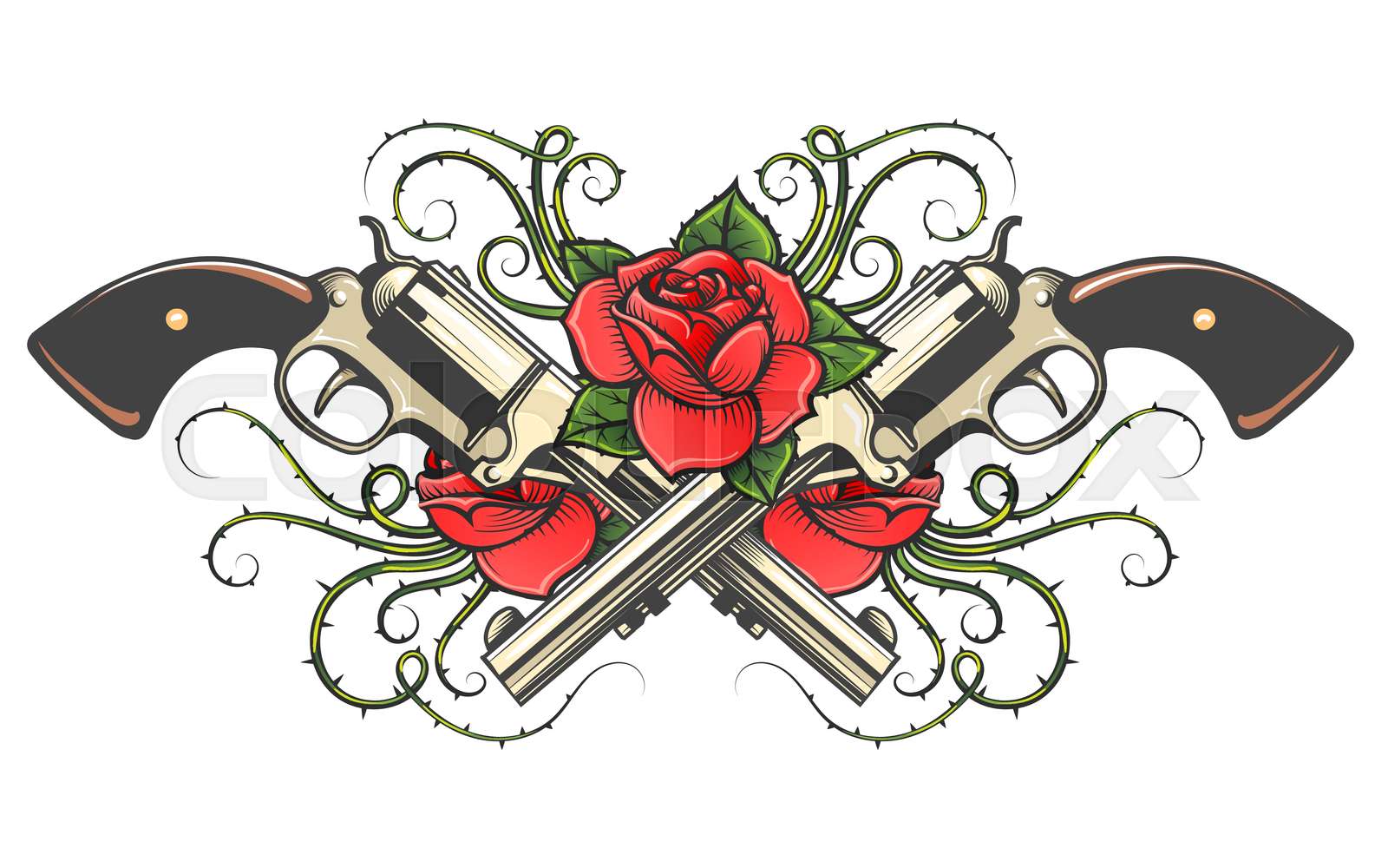Revolver Rose Tattoo Design