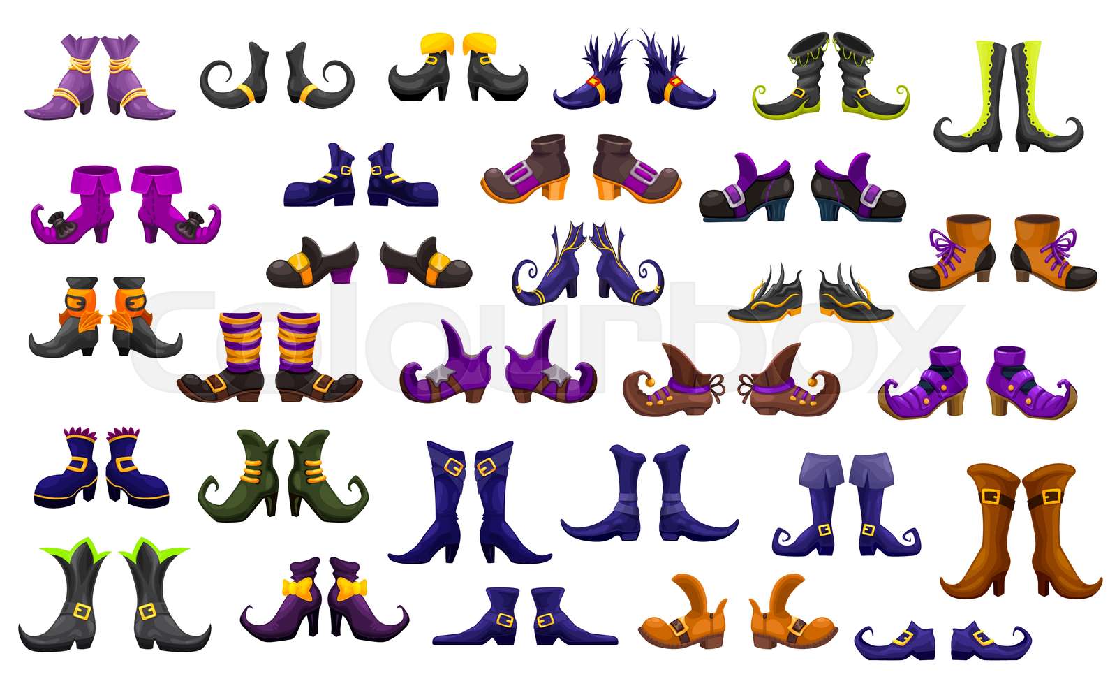 Cartoon boots shoes of fairy witch, wizard warlock | Stock vector ...