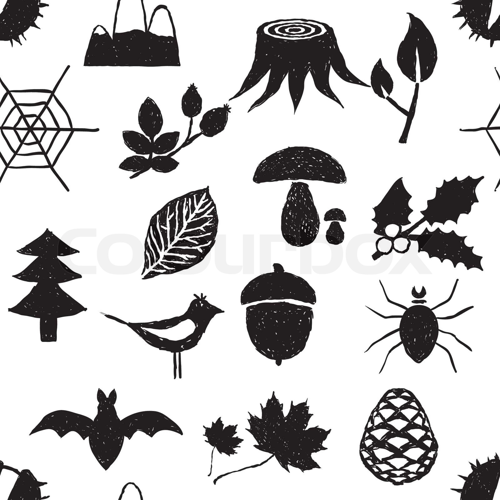 nahtlose doodle Wald -Muster | Stock-Vektor | Colourbox