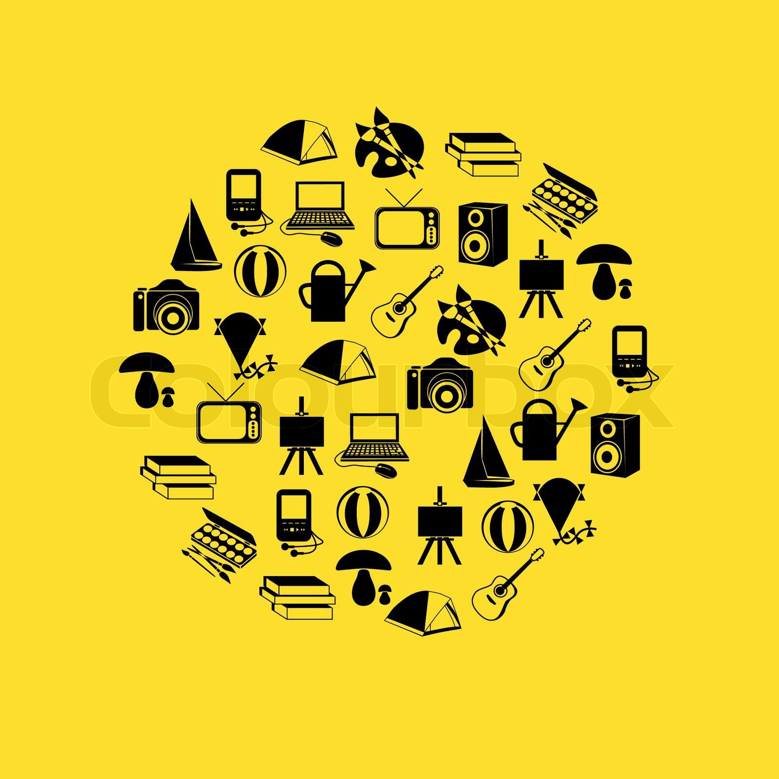 hobby icons in circle | Stock vector | Colourbox