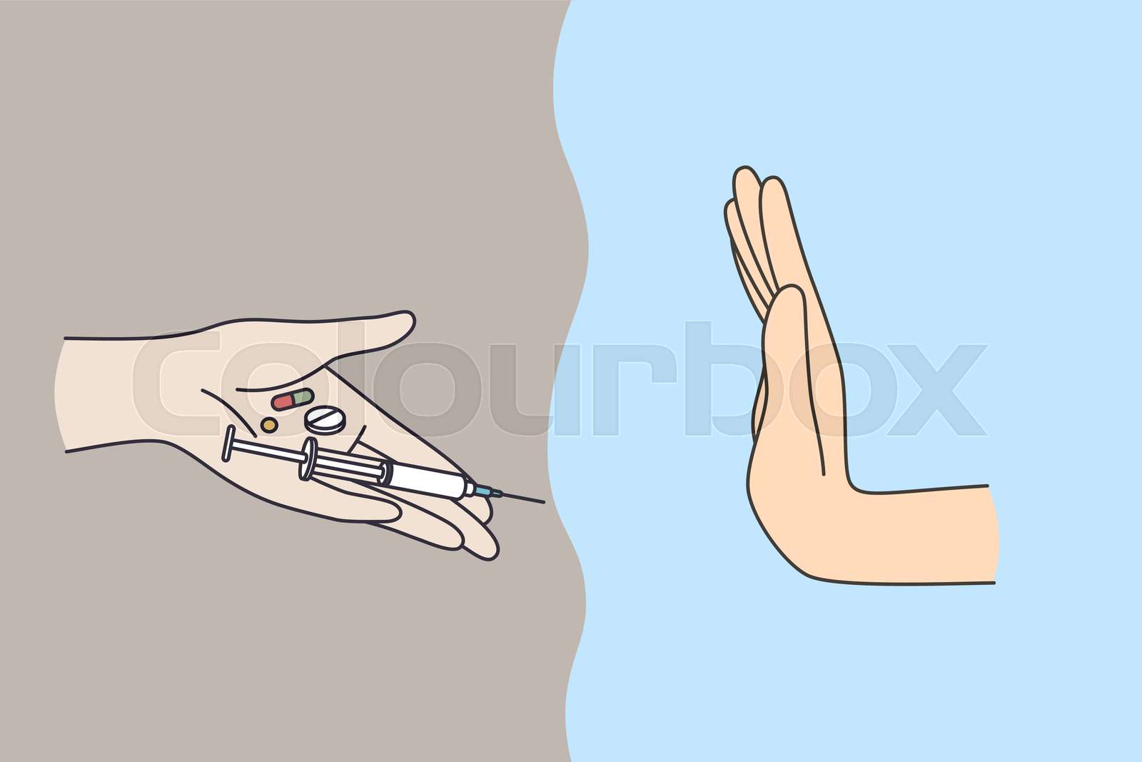 Refusal from drugs and pills concept. | Stock vector | Colourbox