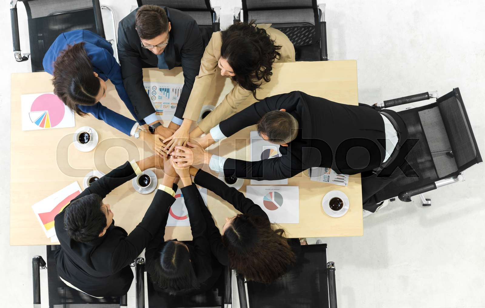 Successful of group professional business people to win of celebrating ...