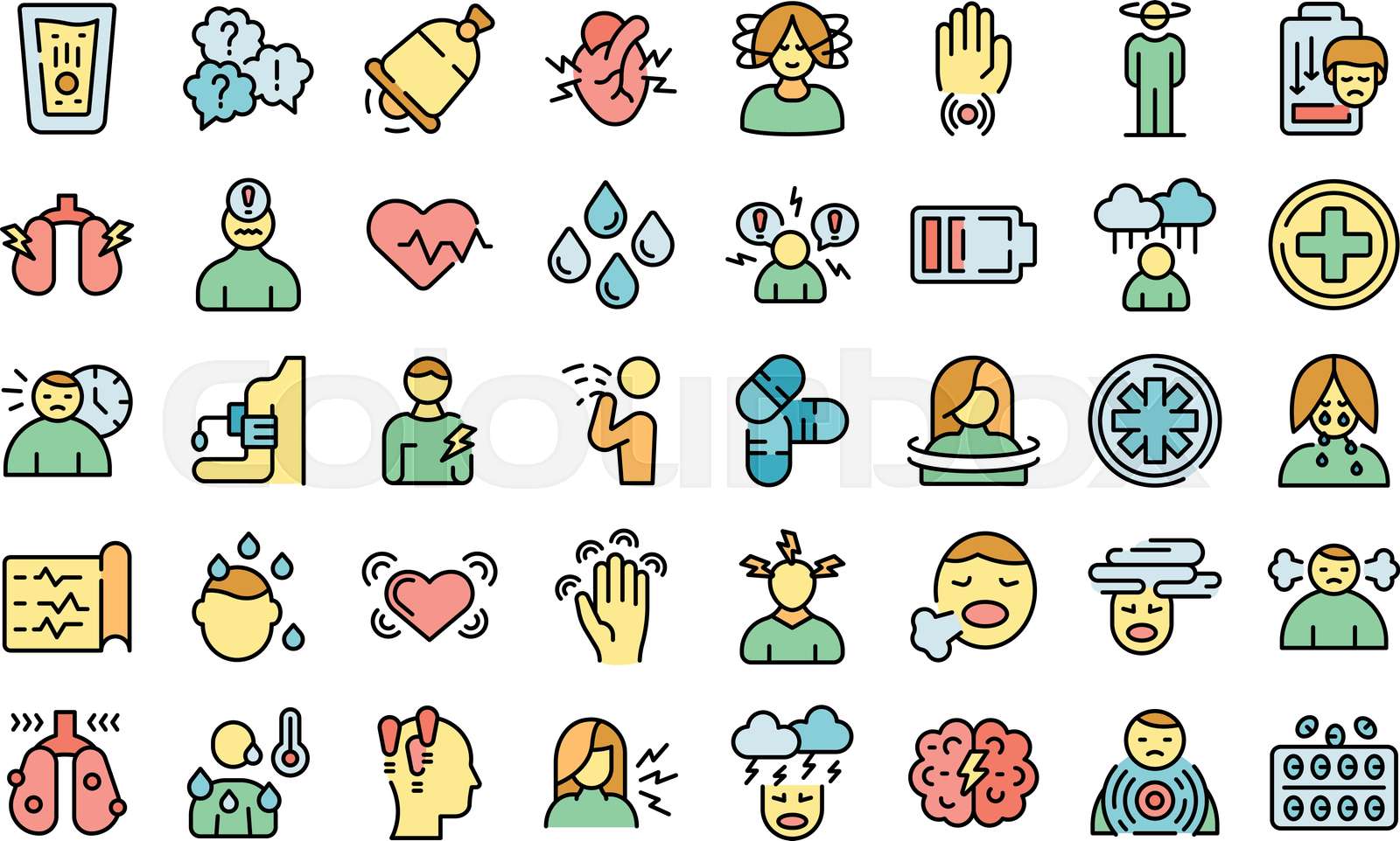 Panic attack icons set vector flat | Stock vector | Colourbox