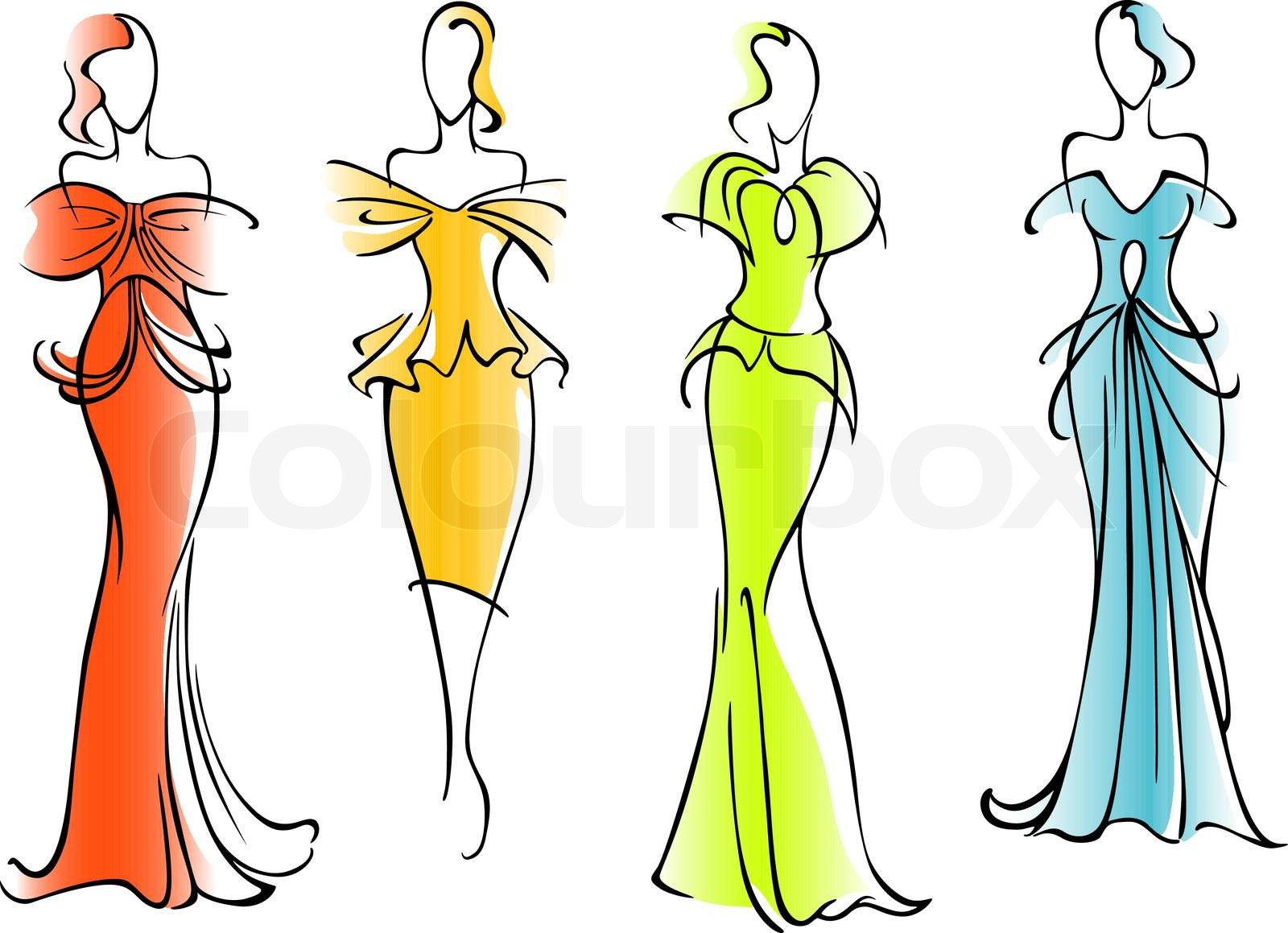 moderne und elegante Kleider für Modedesign | Stock-Vektor | Colourbox