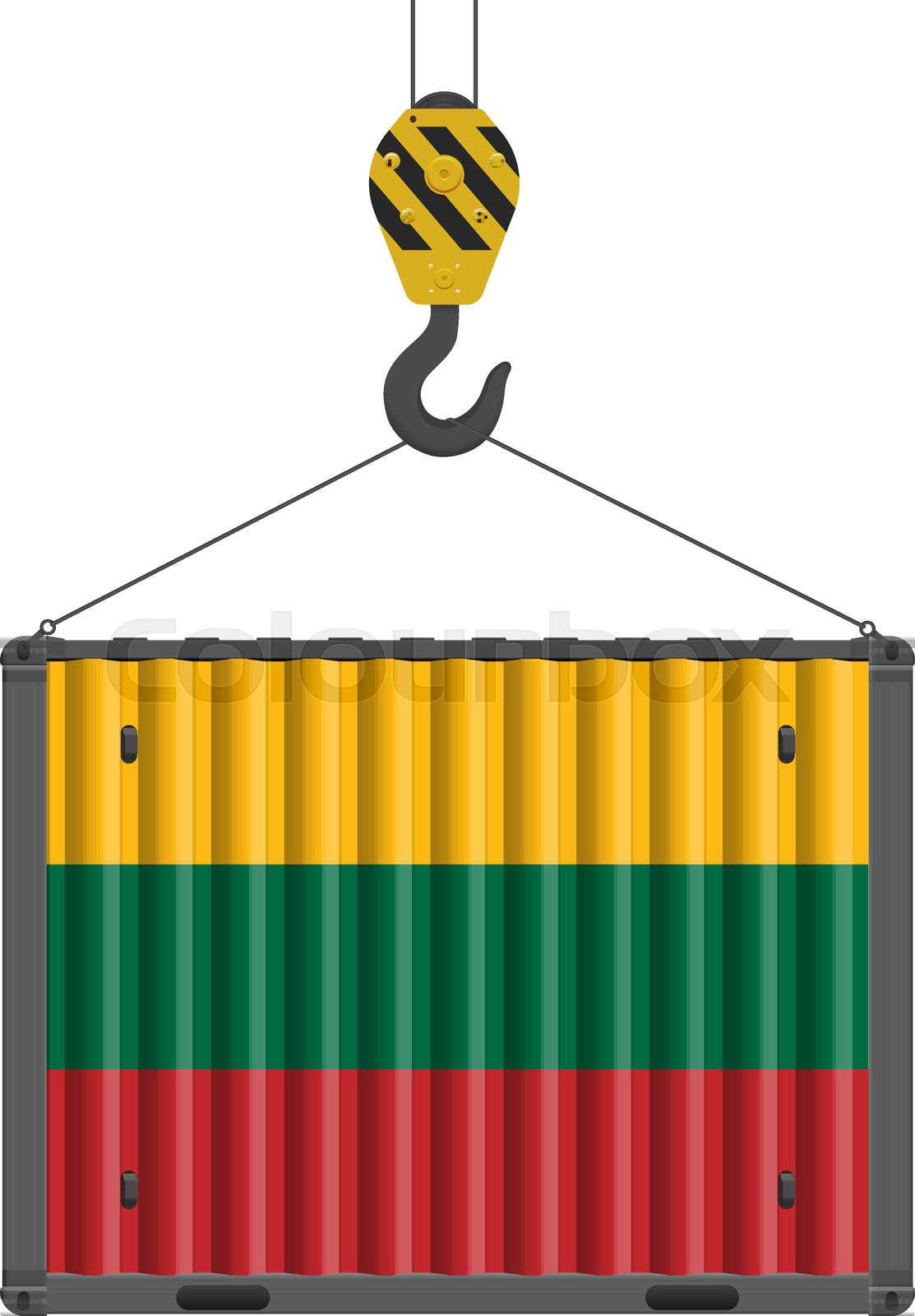 Hooked cargo container with Lithuania flag | Stock vector | Colourbox