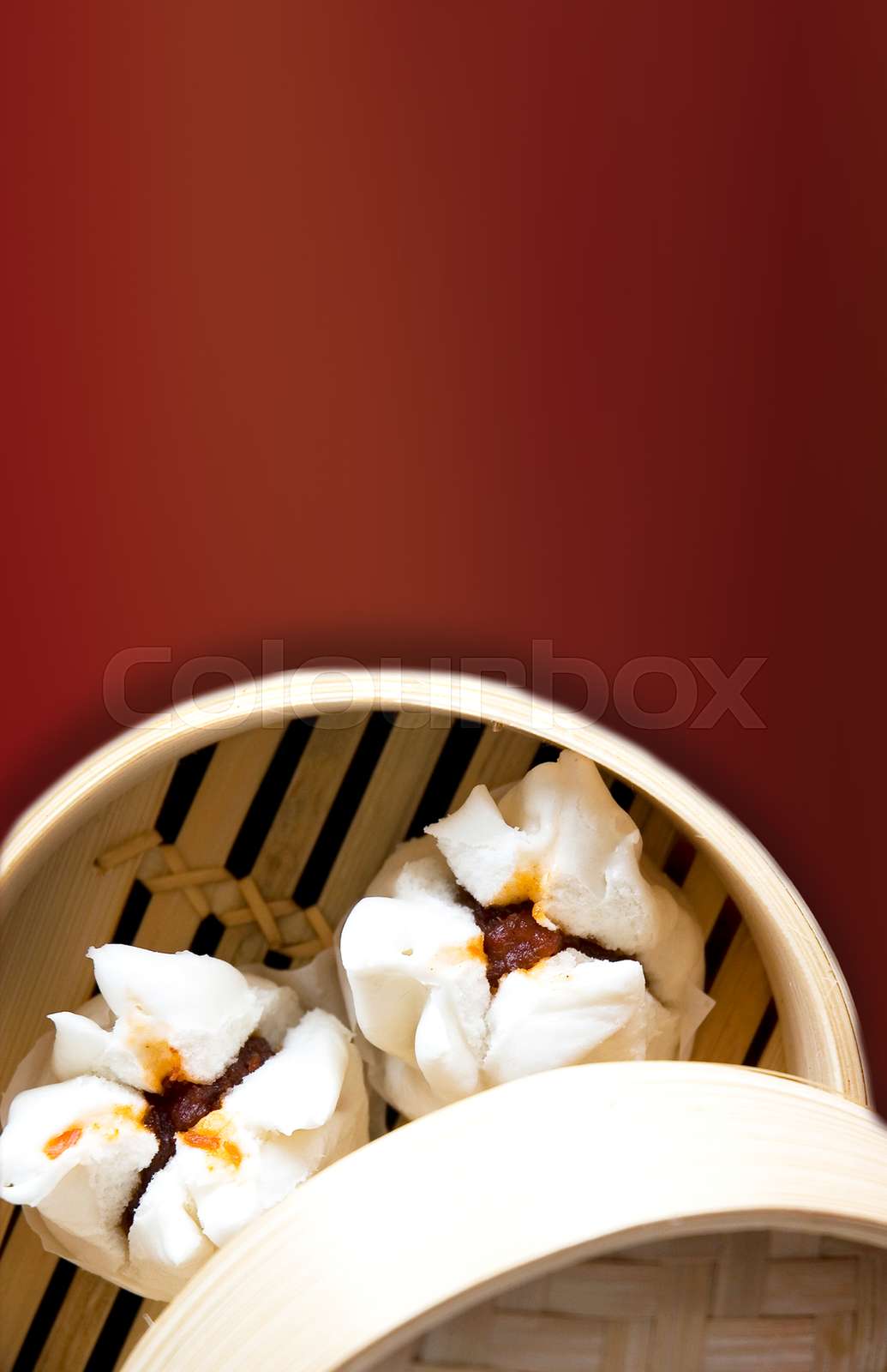 Chinese Bun Siopao on Red Background | Stock image | Colourbox