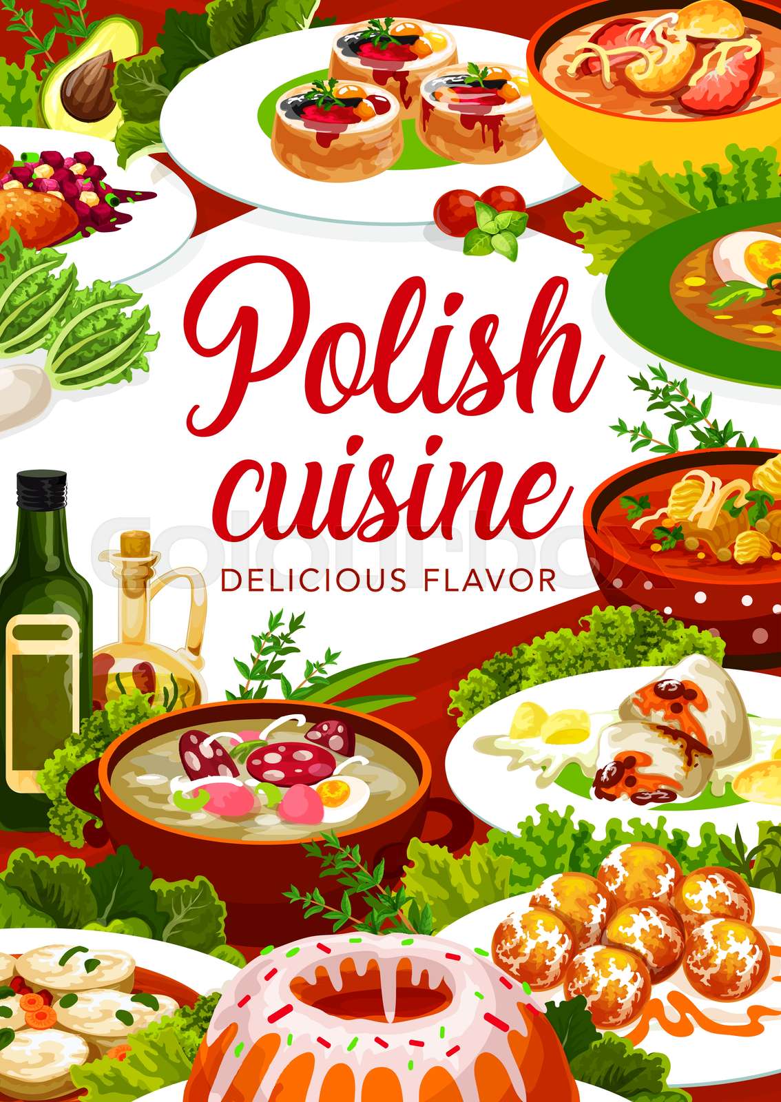 Polish cuisine food poster, dishes and meals menu | Stock vector ...
