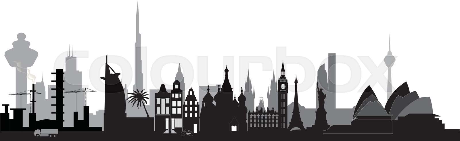 illustration world city skyline | Stock vector | Colourbox