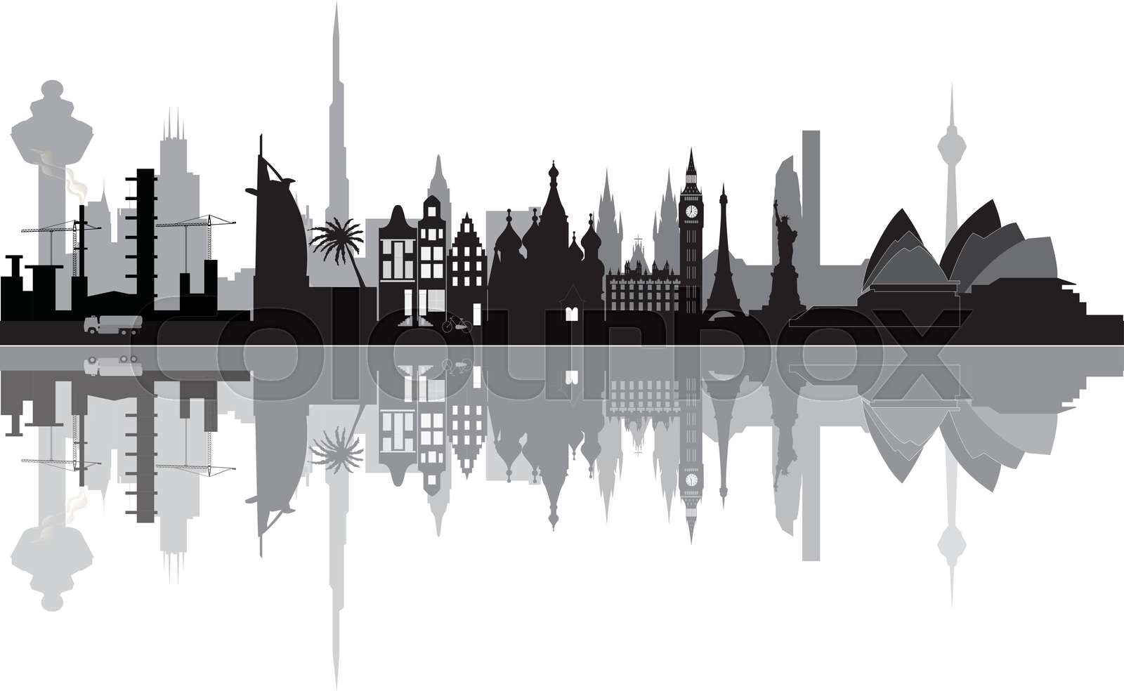 illustration world city skyline | Stock vector | Colourbox