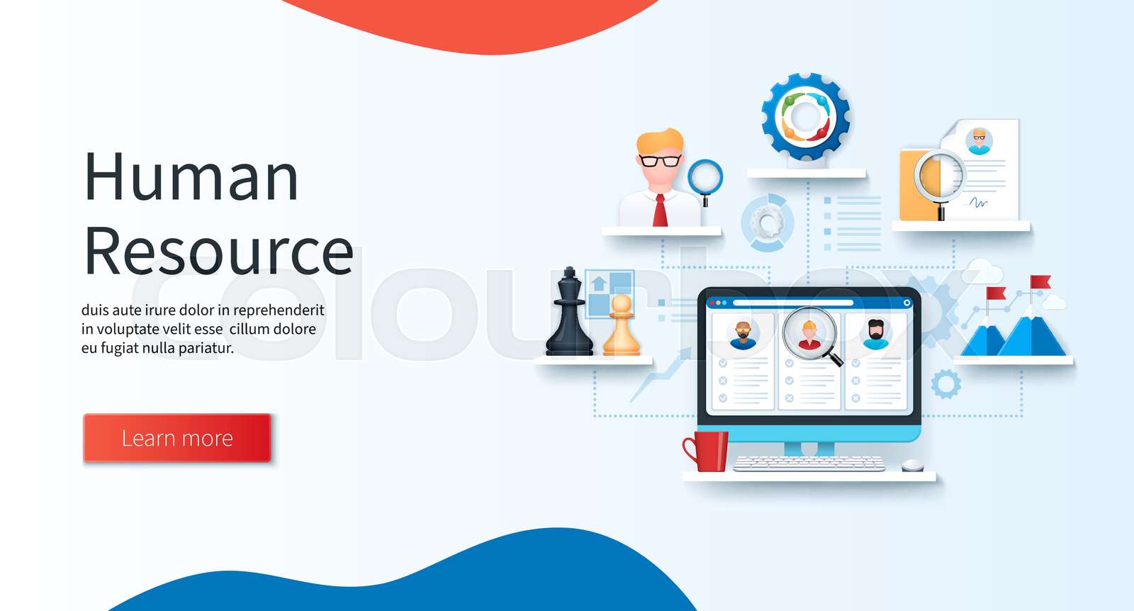 Human Resources Concept In 3d Style Stock Vector Colourbox