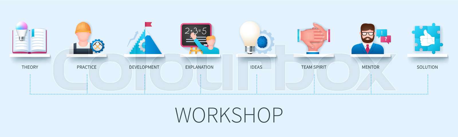 Workshop vector infographic in 3D style | Stock vector | Colourbox