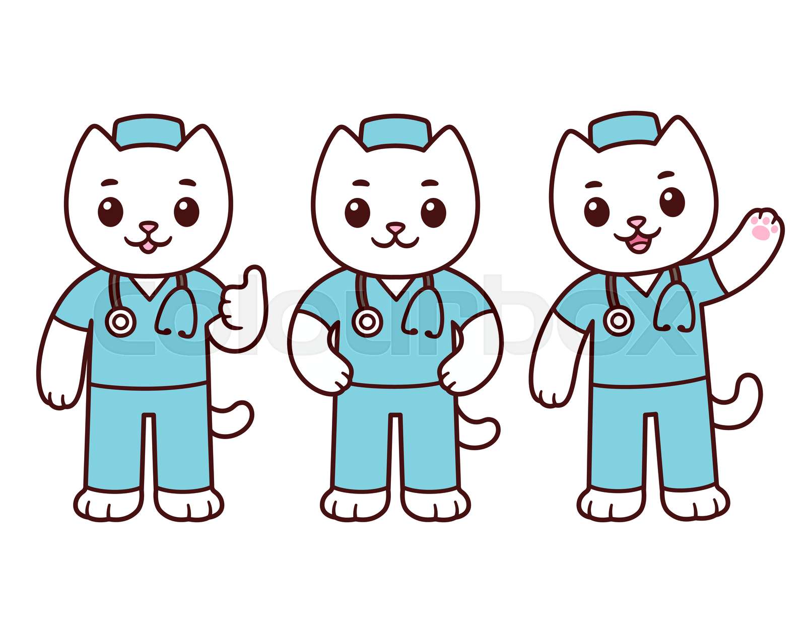 Cute cartoon healthcare nurse cat character | Stock vector | Colourbox