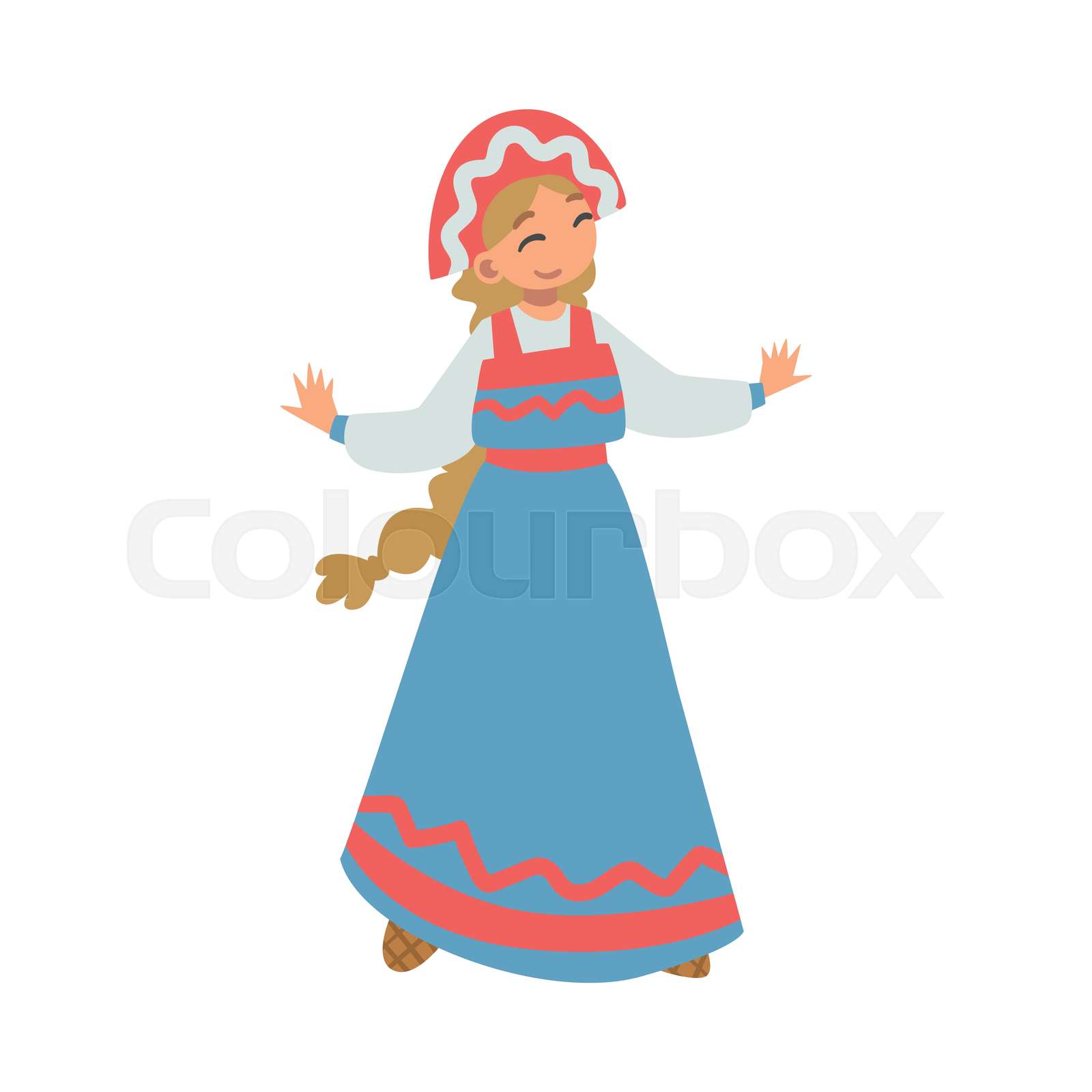 Slav or Slavonian Woman Character in Ethnic Clothing Vector ...