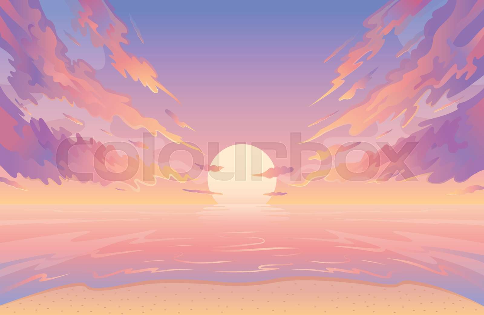 Sunrise or Sunset into Water Background | Stock vector | Colourbox