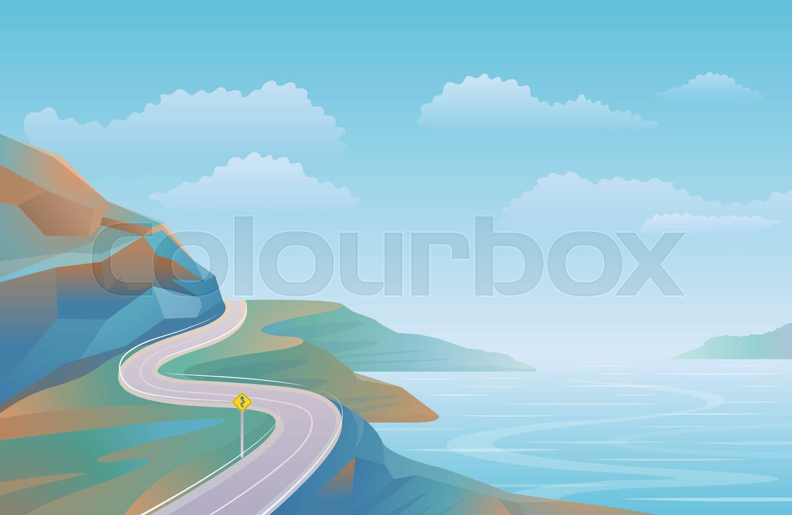 Coastal Road Landscape Background | Stock vector | Colourbox