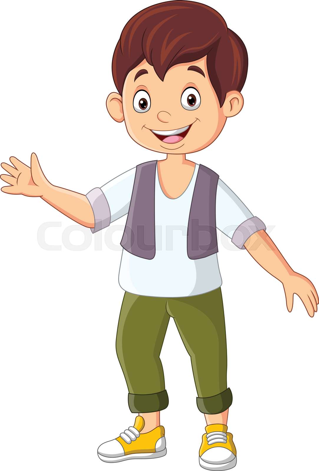 Cartoon cute little boy waving hand | Stock vector | Colourbox