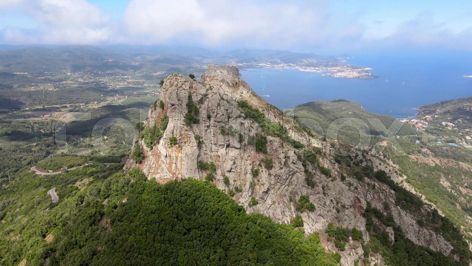 Elba Island, Italy. Amazing aerial view from drone of mountains and ...