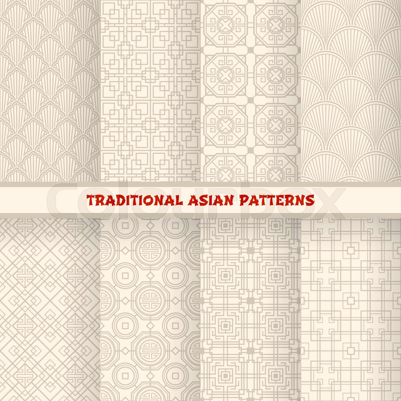 Asian Korean, Chinese, Japanese seamless patterns | Stock vector ...