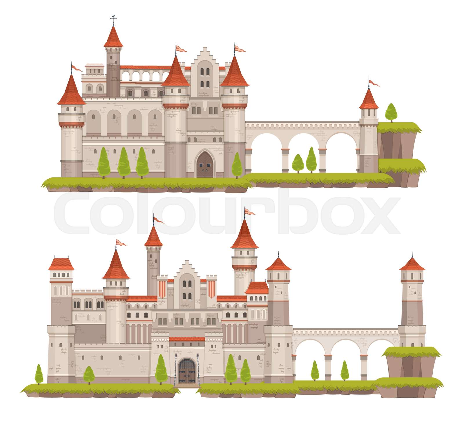 cartoon, burg, mauer | Stock-Vektor | Colourbox