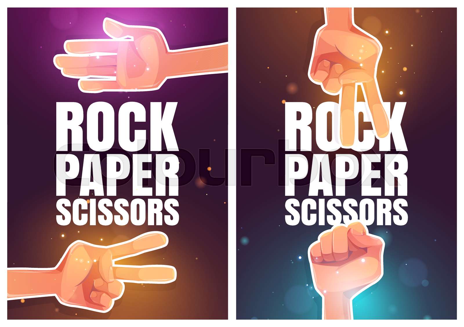 Rock, paper, scissors posters | Stock vector | Colourbox