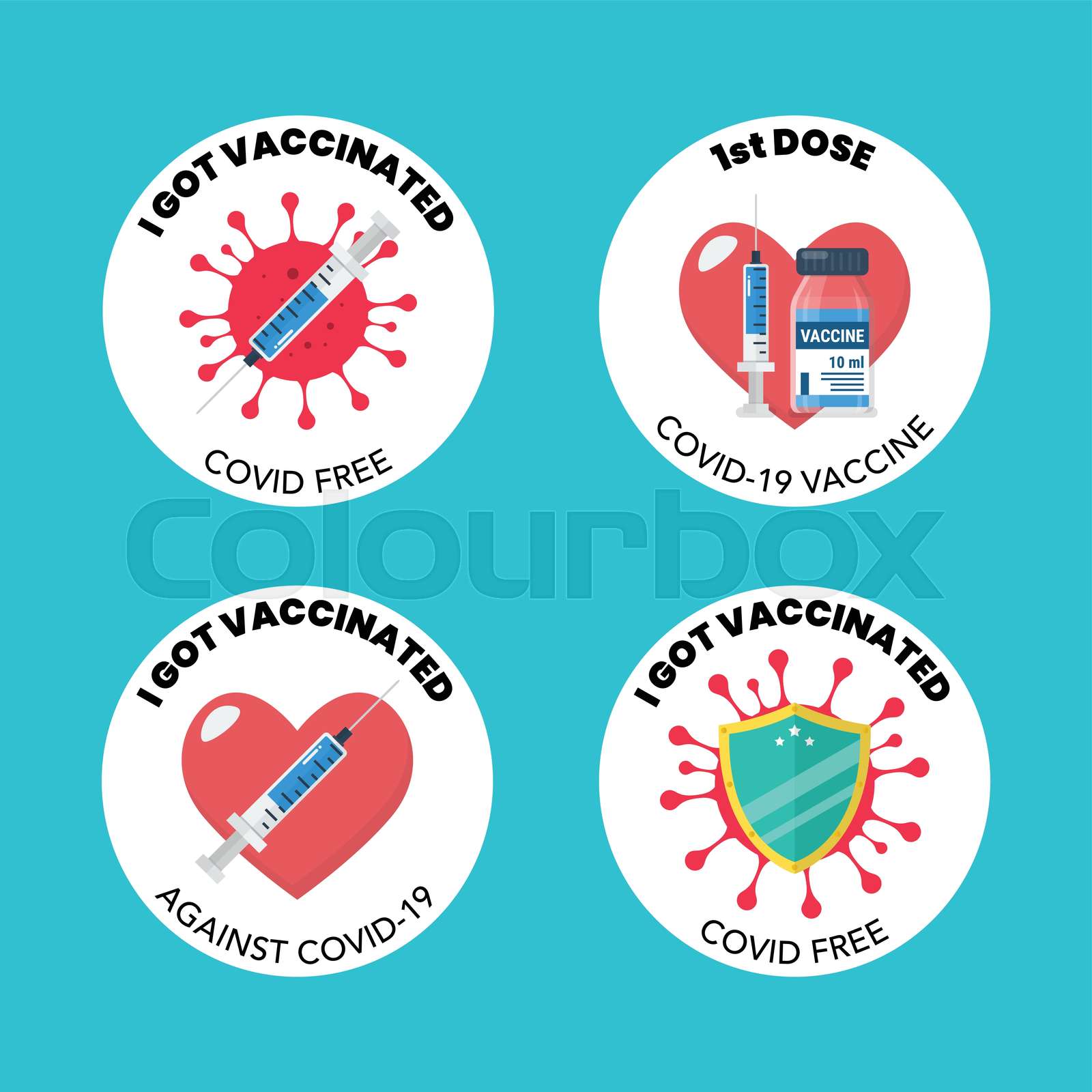 Collection of vaccination stamps or stickers | Stock vector | Colourbox