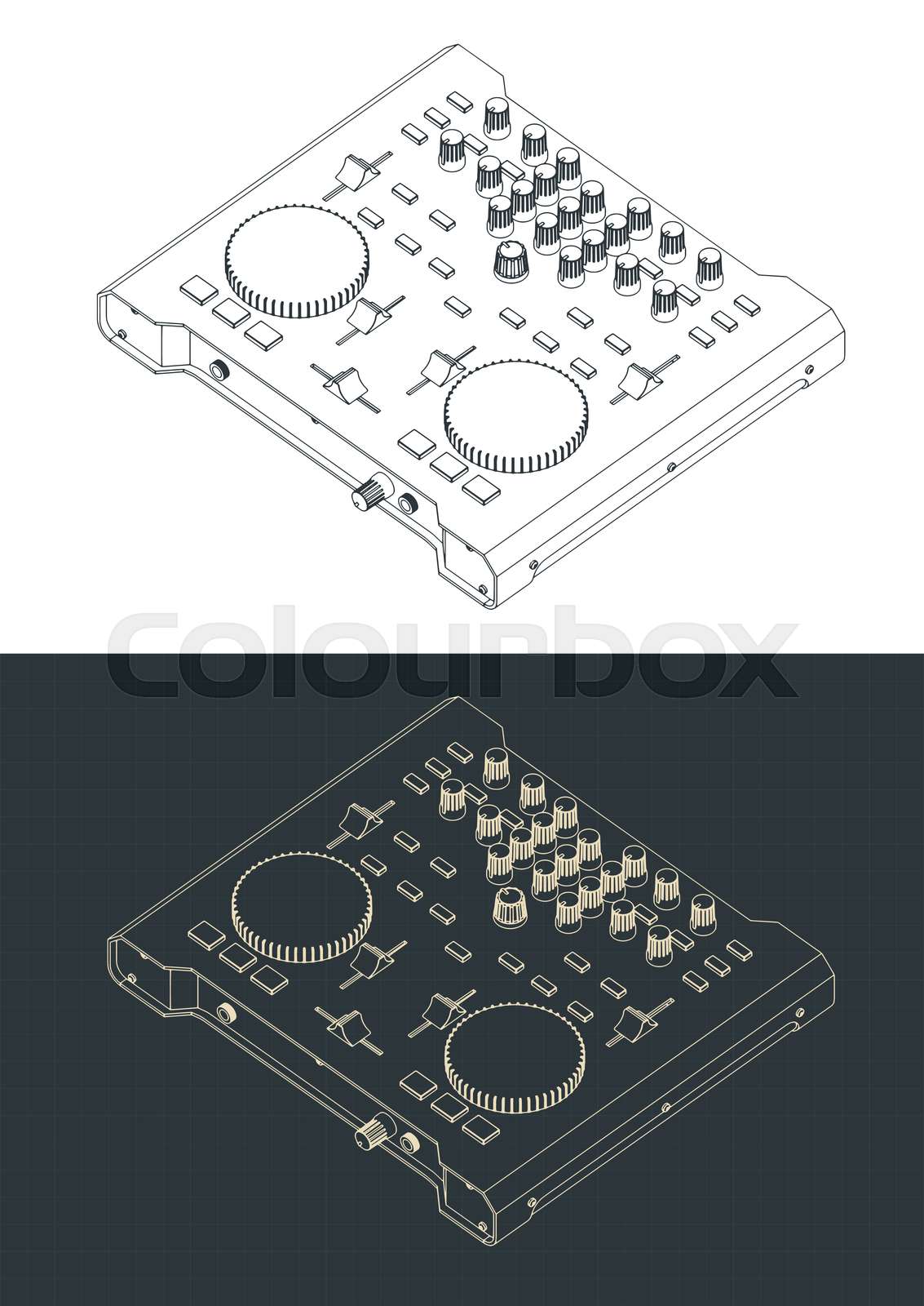 DJ controller isometric blueprints | Stock vector | Colourbox
