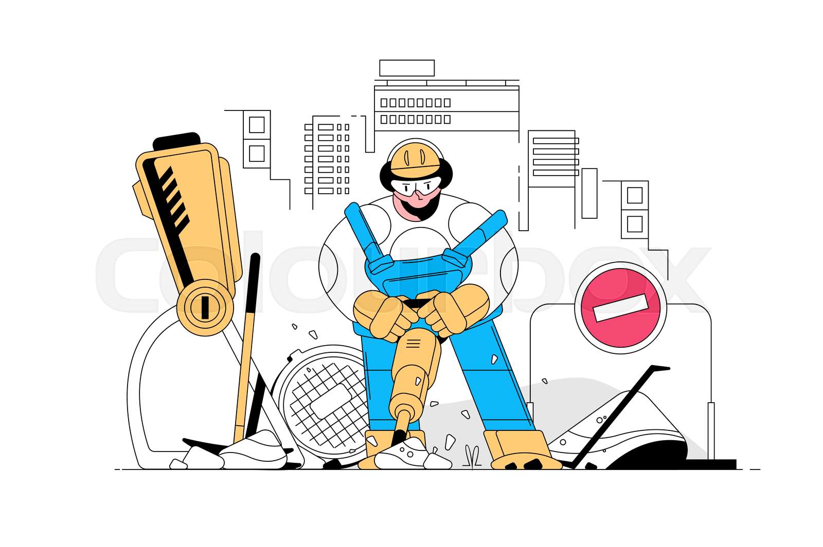 Road service worker | Stock vector | Colourbox