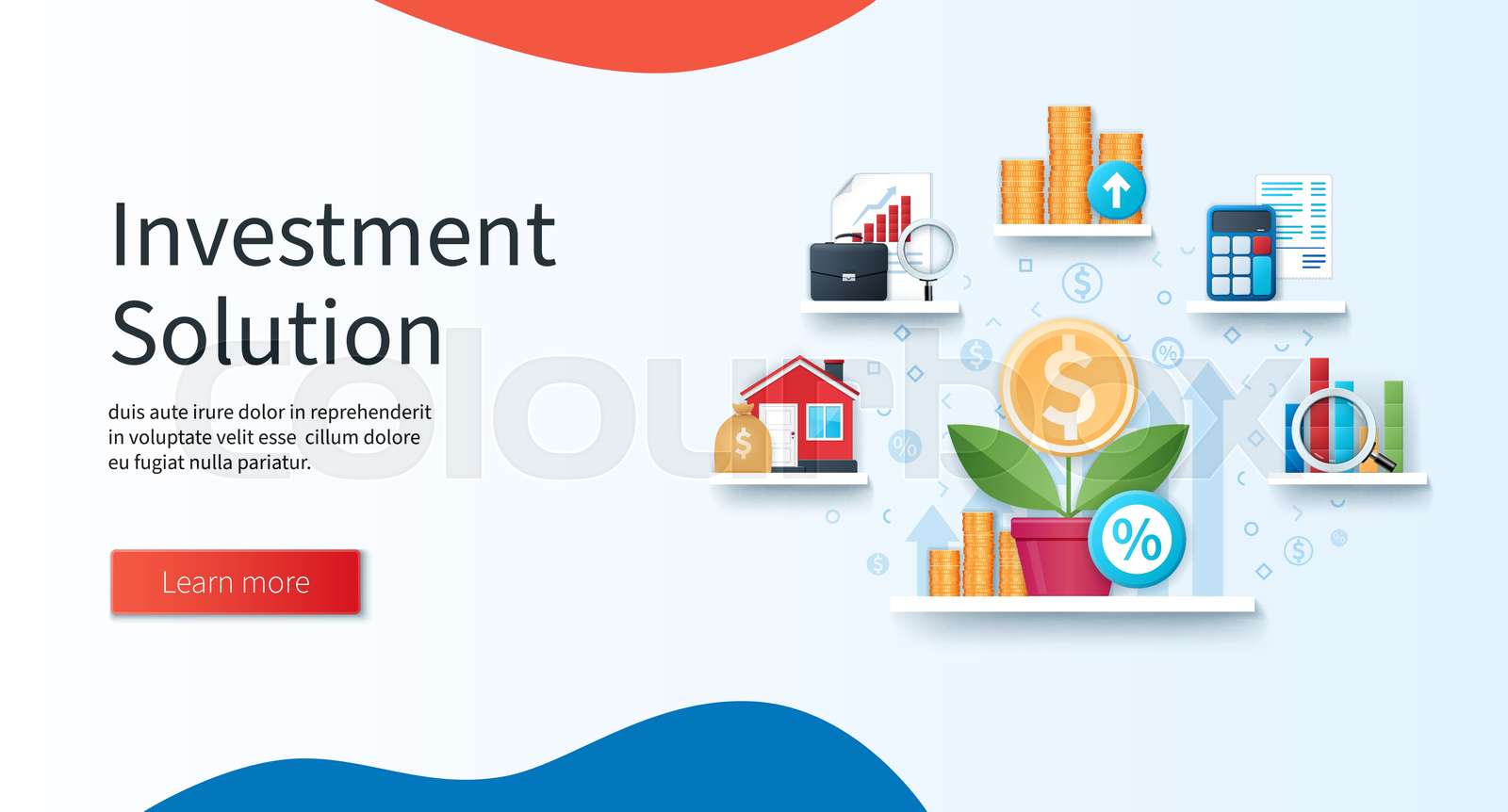 Investment solution concept in 3D style | Stock vector | Colourbox