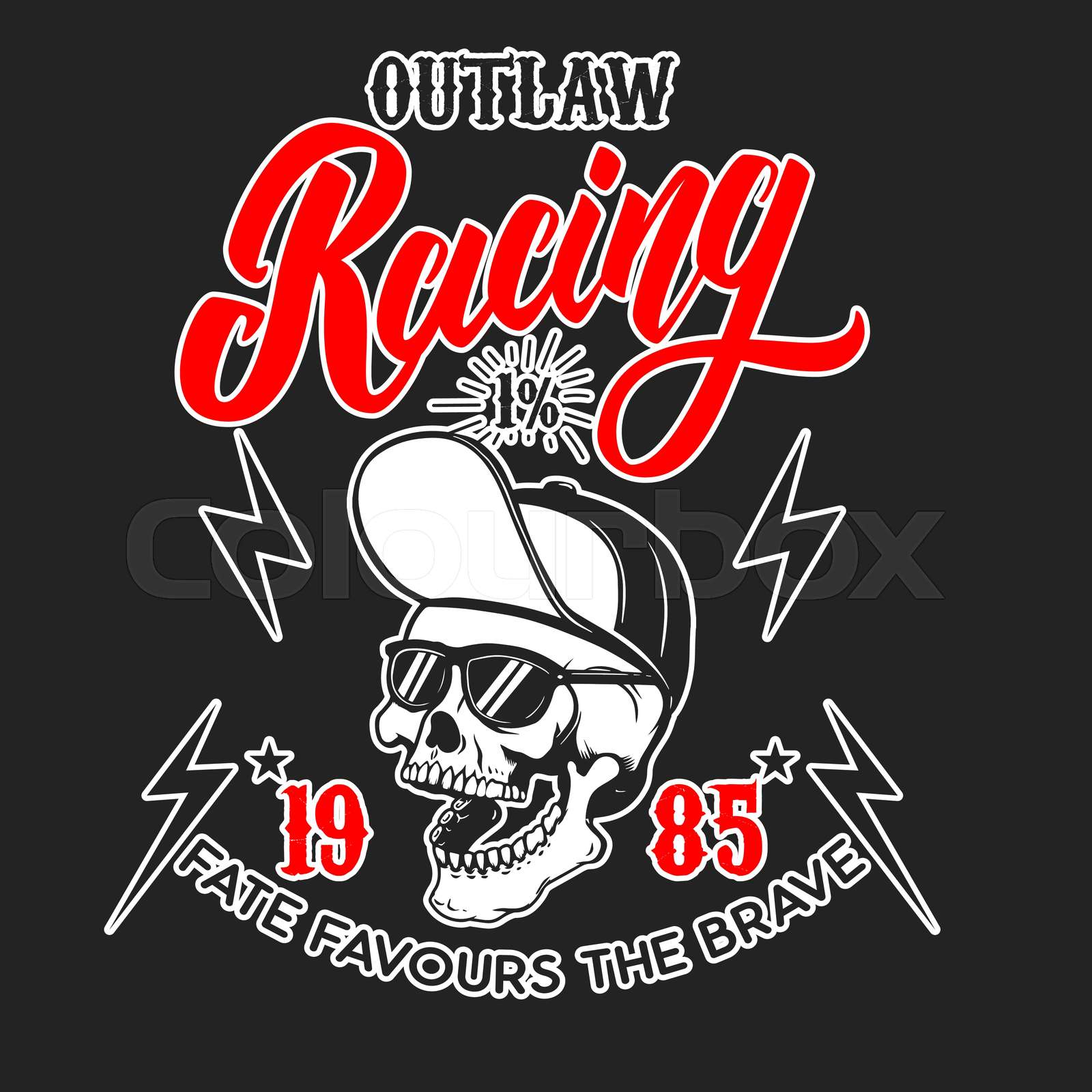 Outlaw racing. Emblem template with skull in baseball cap and ...