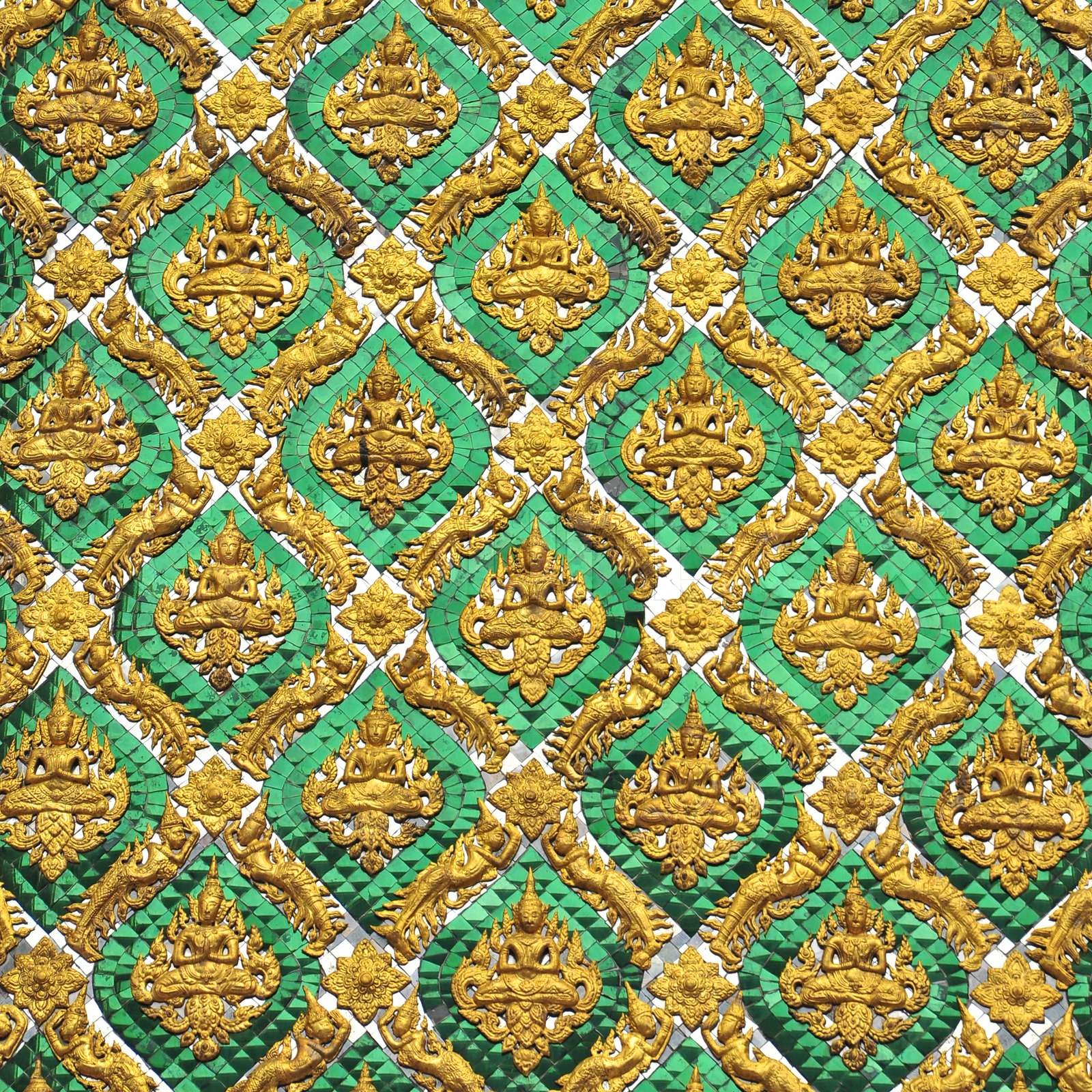 Buddha væg af thailandsk stil mønster design | Stock foto | Colourbox