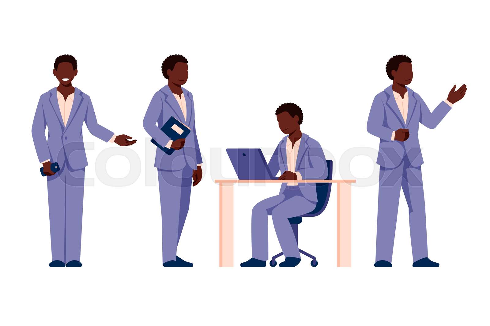 African american guy employee in office | Stock vector | Colourbox