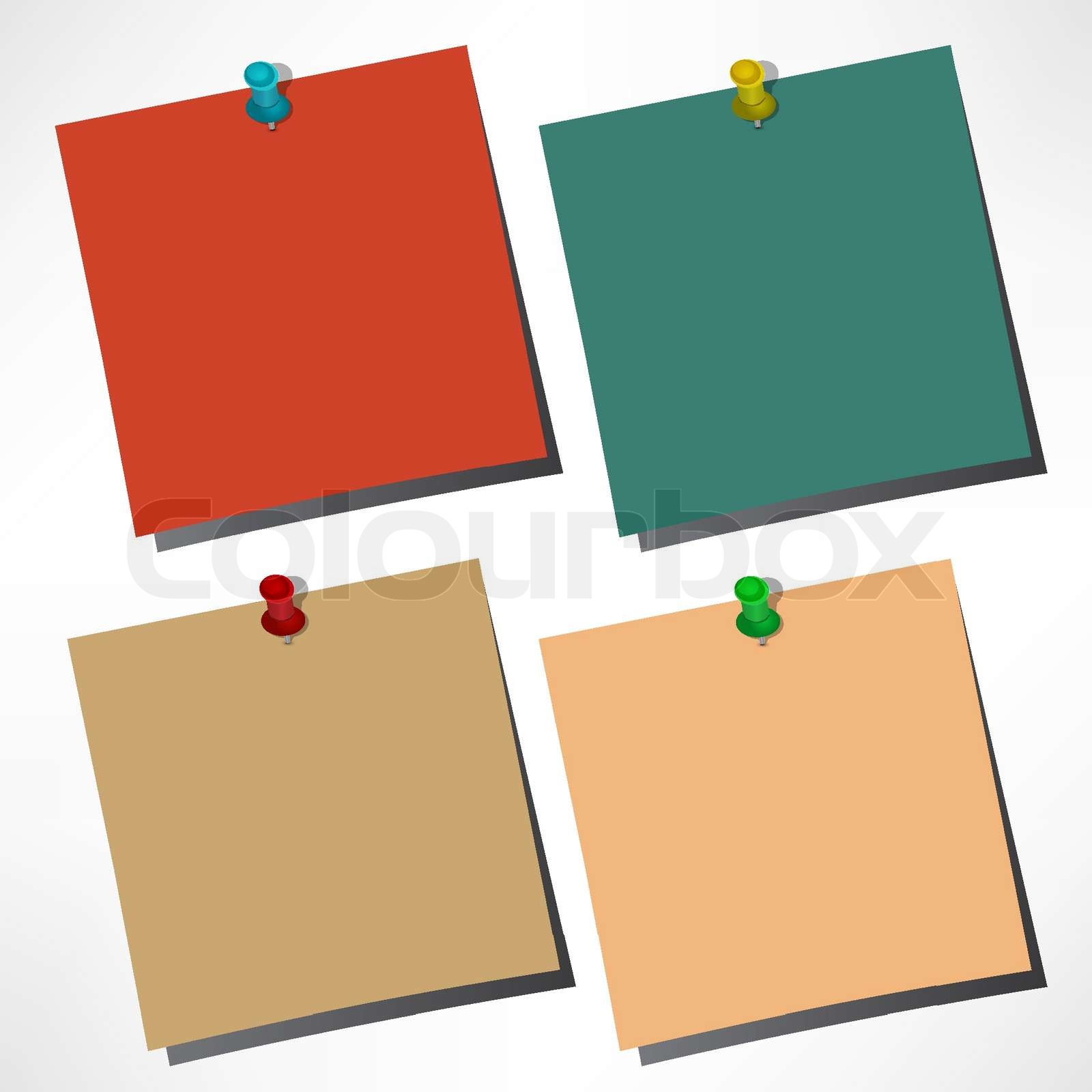 Vektor- Notizen auf Papier mit Push-Pin | Stock-Vektor | Colourbox