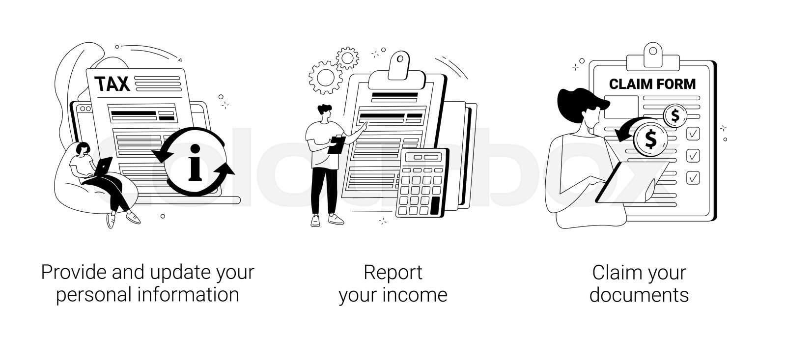 Tax filing abstract concept vector illustrations. | Stock vector ...