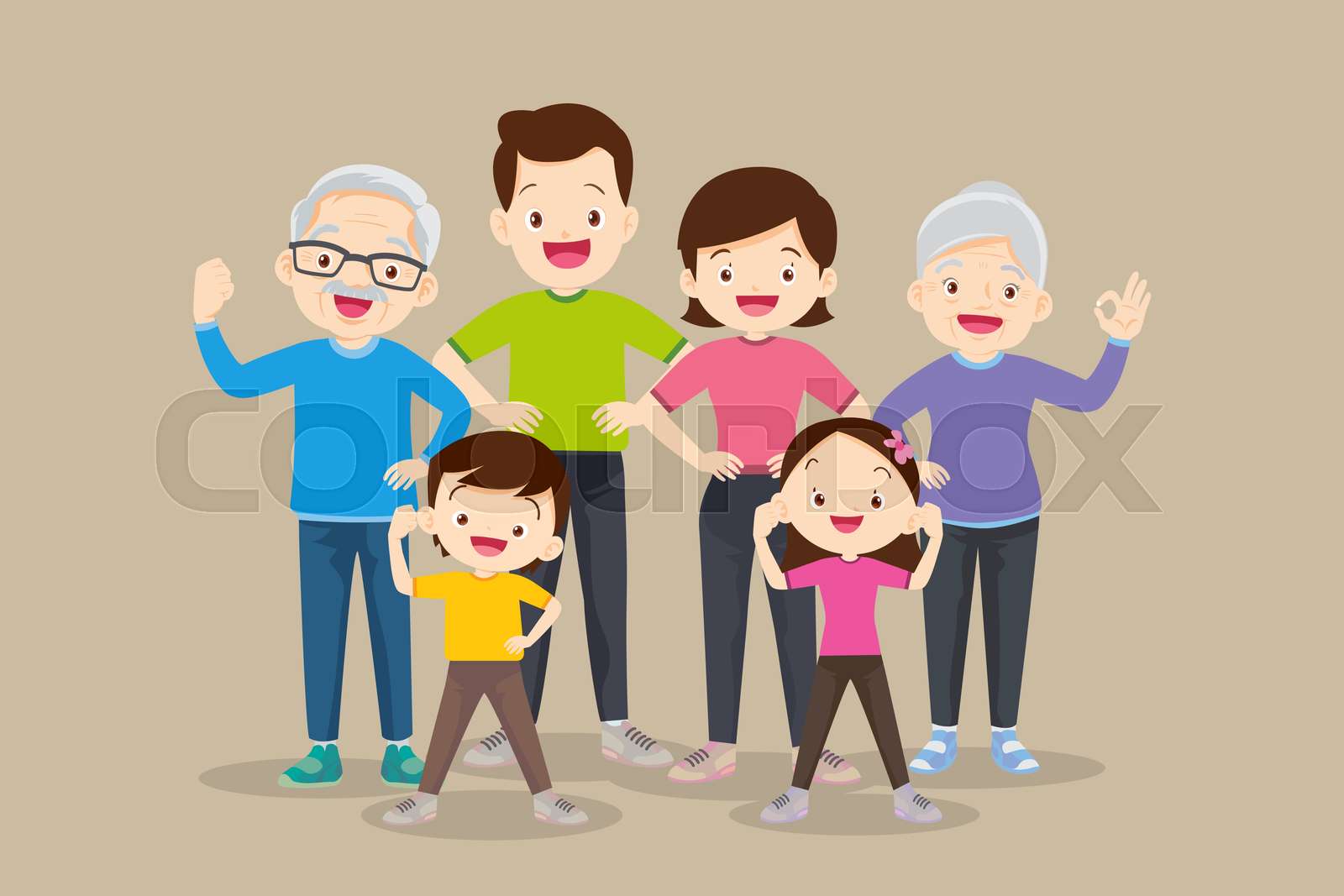 strong family healthy lifestyle with exercise | Stock vector | Colourbox