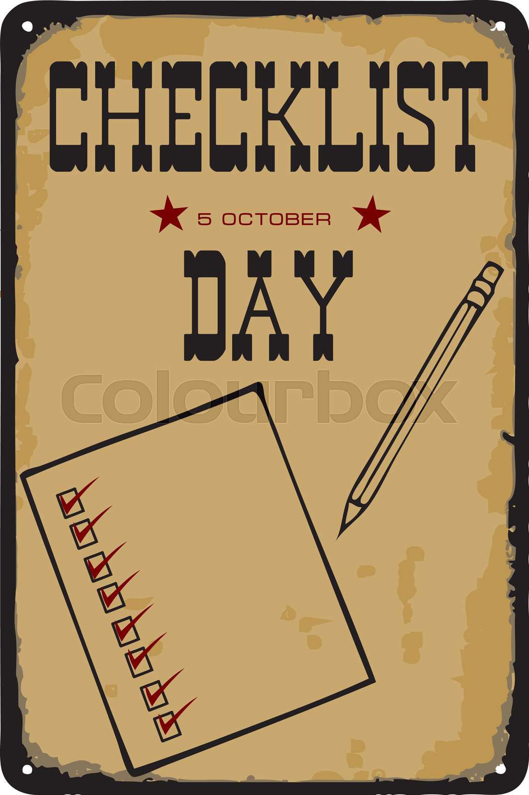 Vintage sign Checklist Day | Stock vector | Colourbox