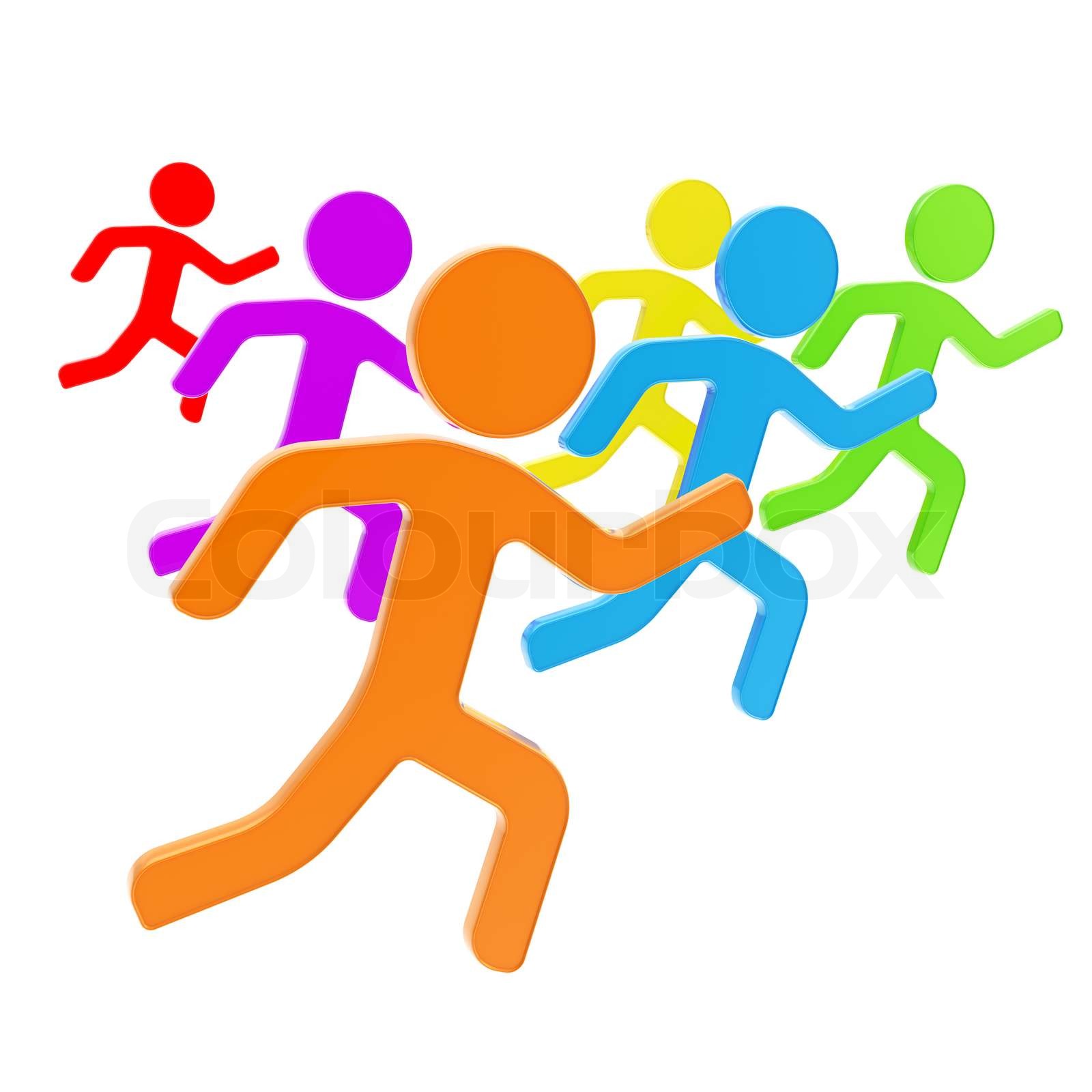 Group of symbolic human figures running for the leader | Stock image ...