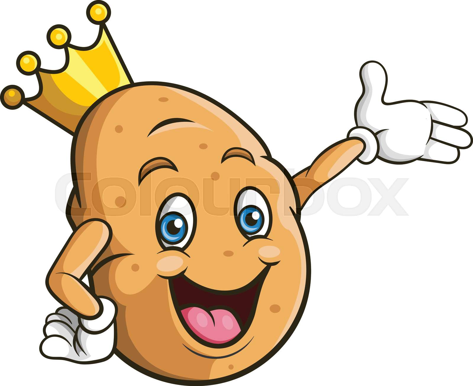 Cartoon happy king potato presenting | Stock vector | Colourbox