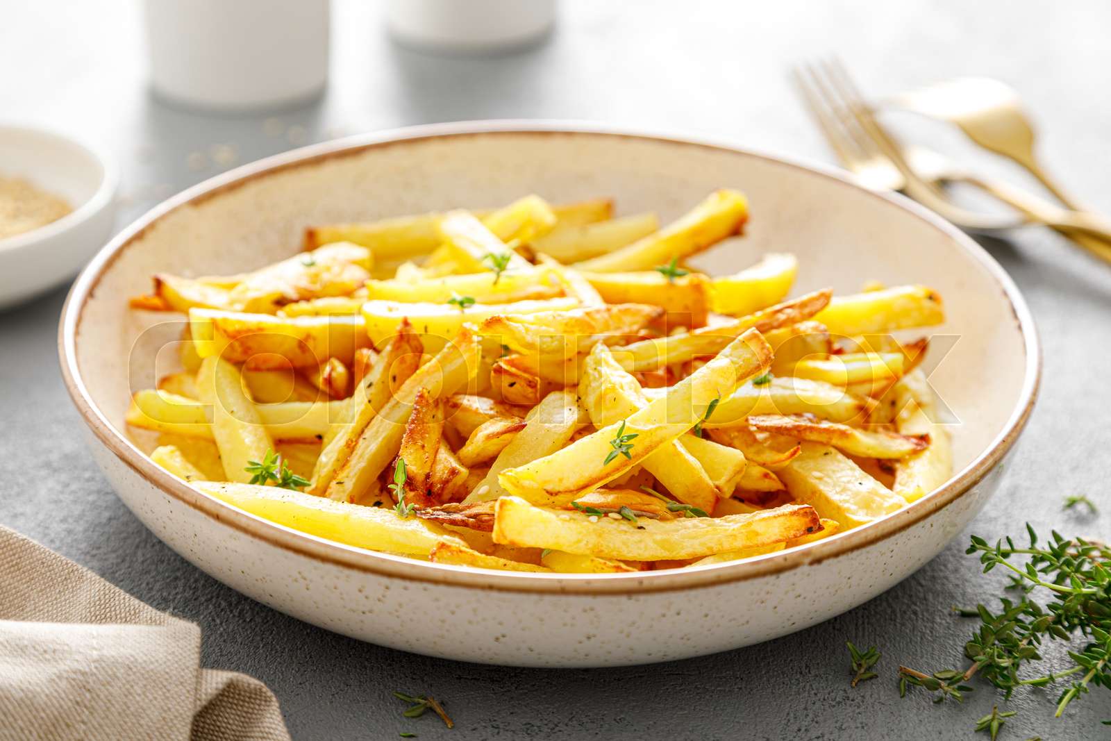 Potato fries, homemade oven roasted potatoes | Stock image | Colourbox