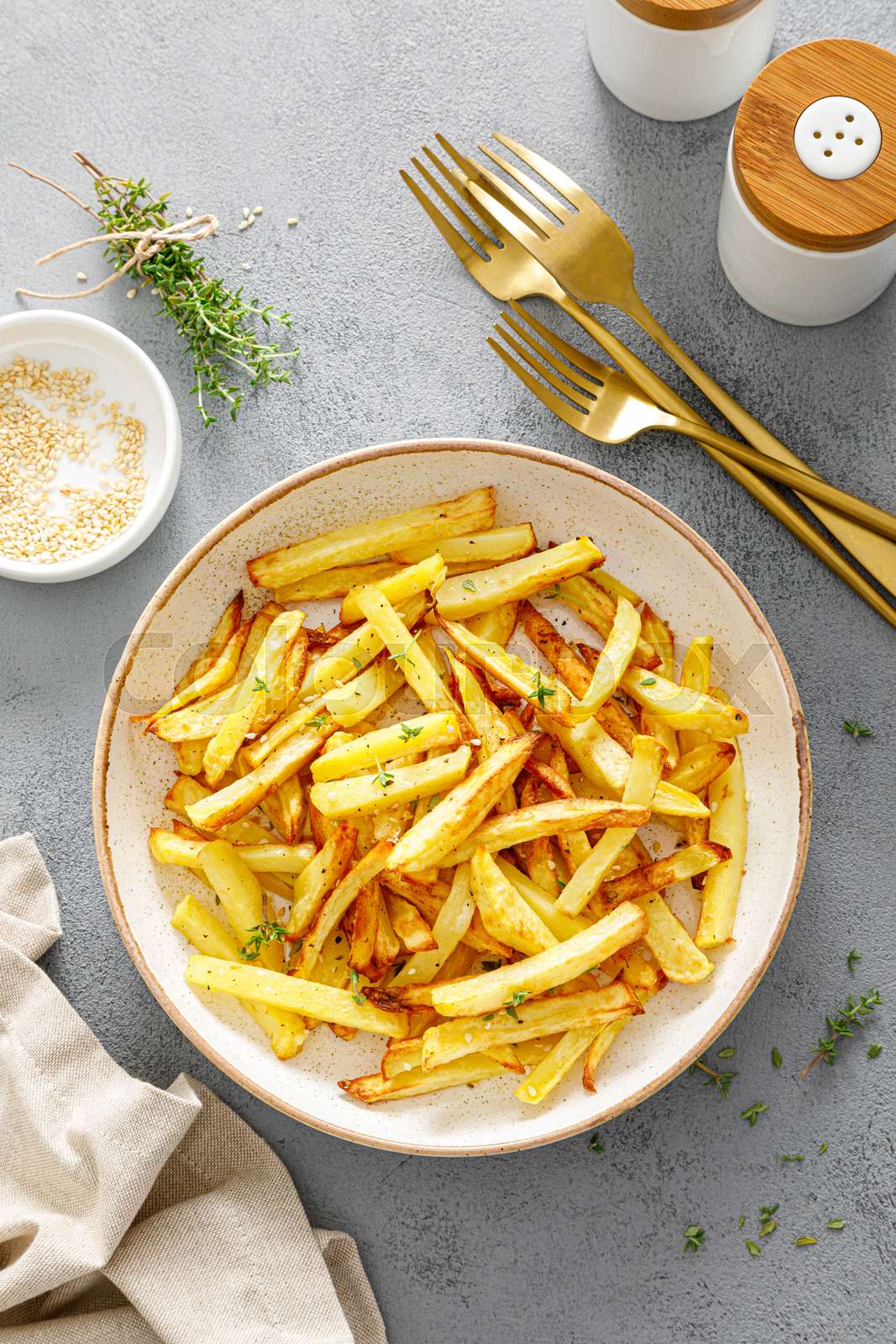 Potato fries, homemade oven roasted potatoes | Stock image | Colourbox