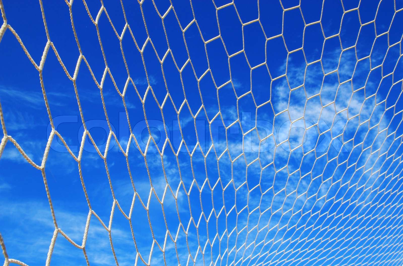 White net football, soccer ,blue blue sky background | Stock image ...