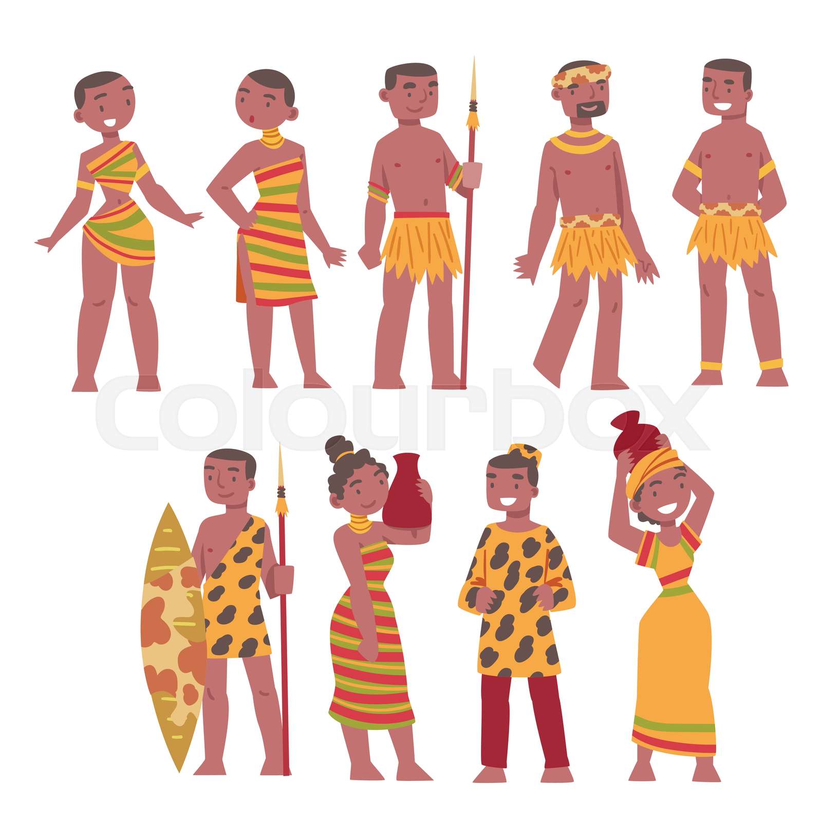 African Aboriginal Man and Woman Dressed in Traditional Tribal Clothing ...