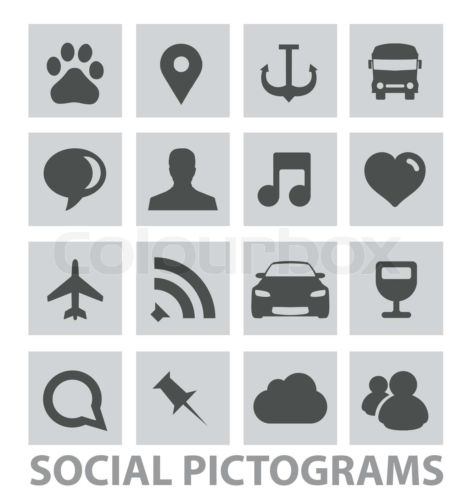 abstract social pictograms symbols set isolated | Stock vector | Colourbox