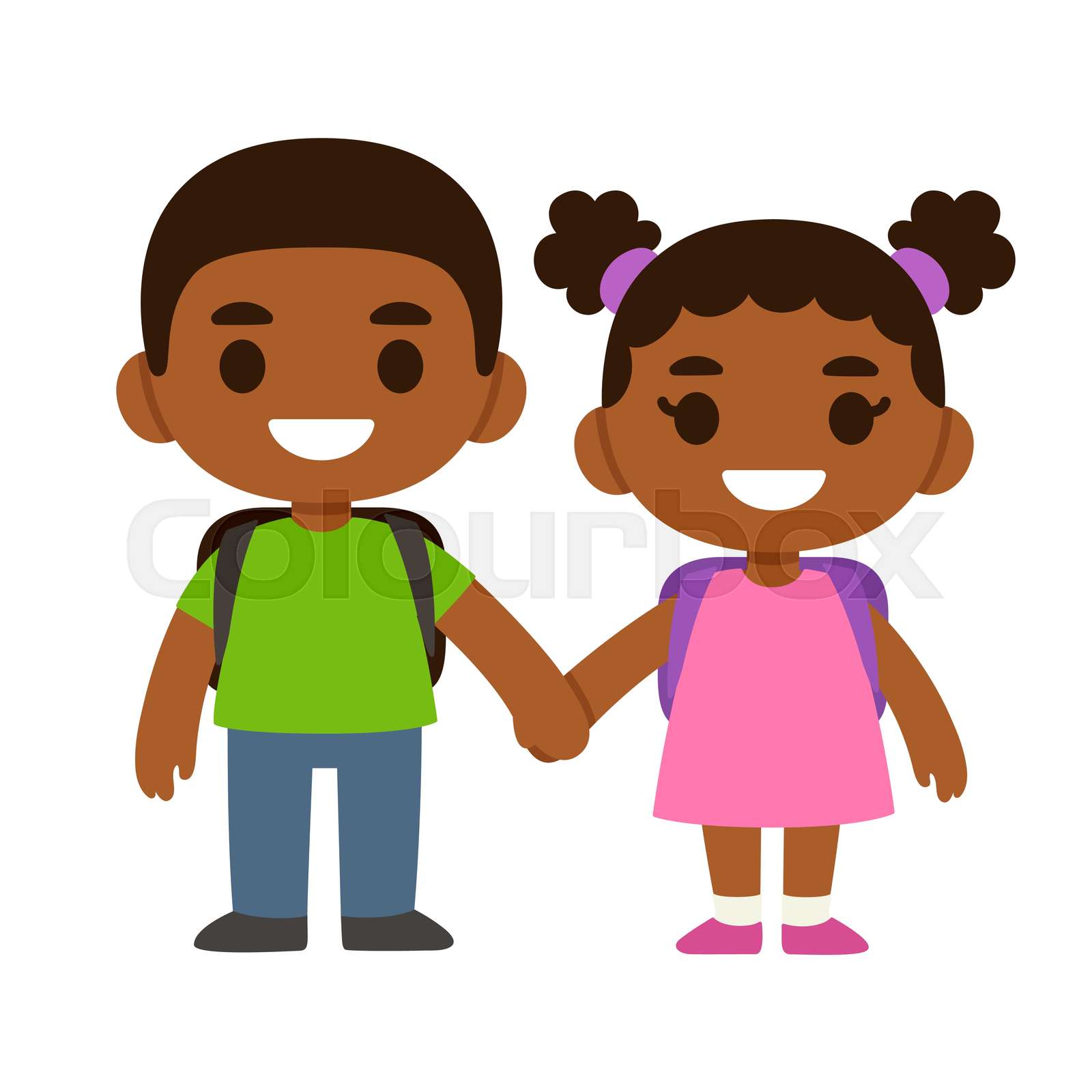 Cartoon Black school children | Stock vector | Colourbox