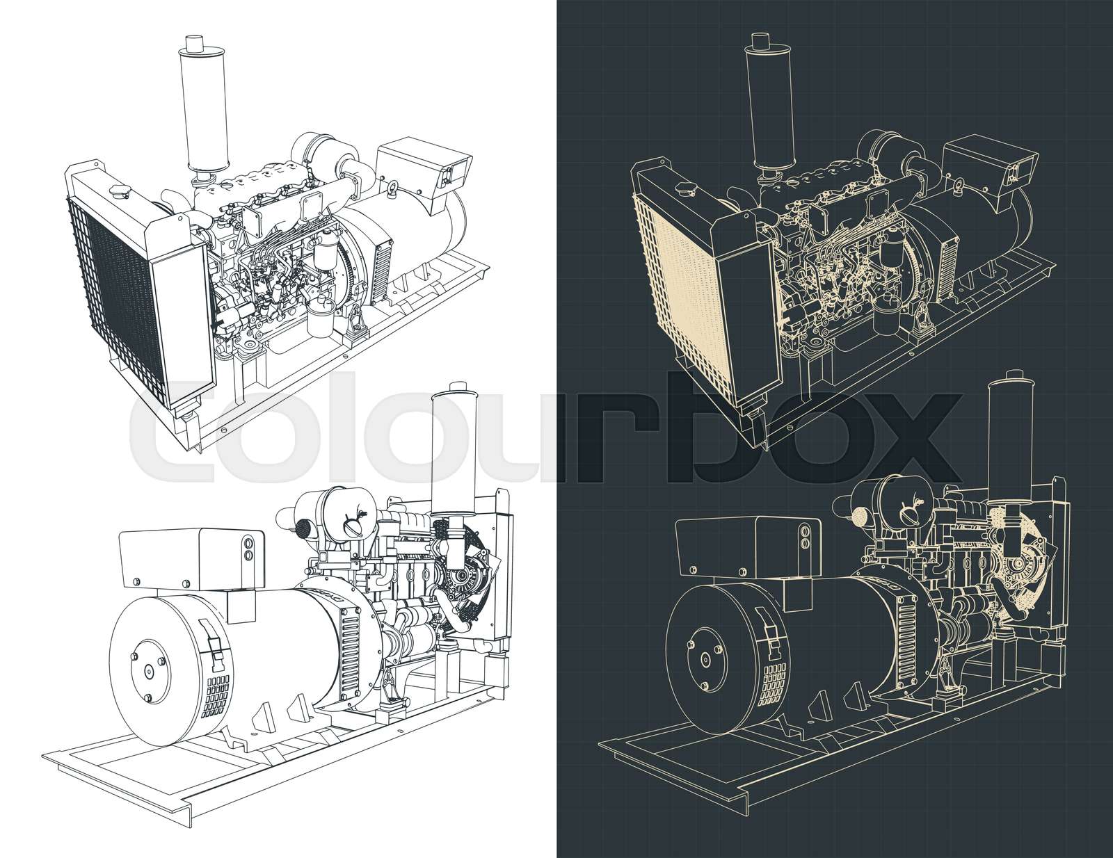 Diesel generator drawings | Stock vector | Colourbox
