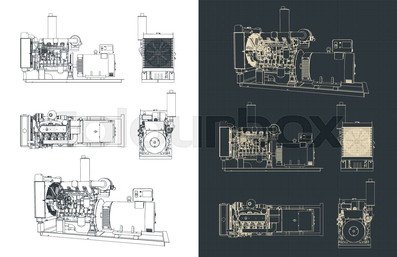 Diesel generator blueprints | Stock vector | Colourbox